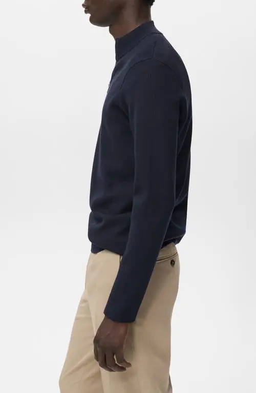 Mango Quarter Zip Sweater - Navy