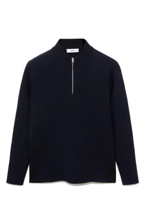 Mango Quarter Zip Sweater - Navy