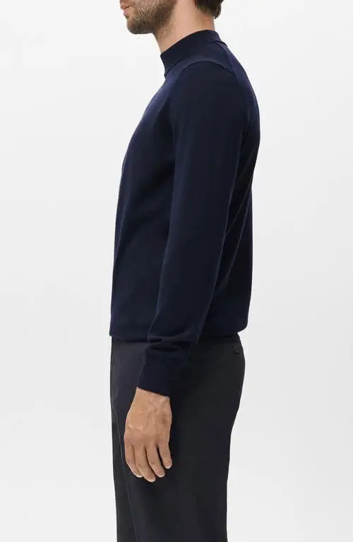 Mango Turtleneck Wool Sweater - Navy