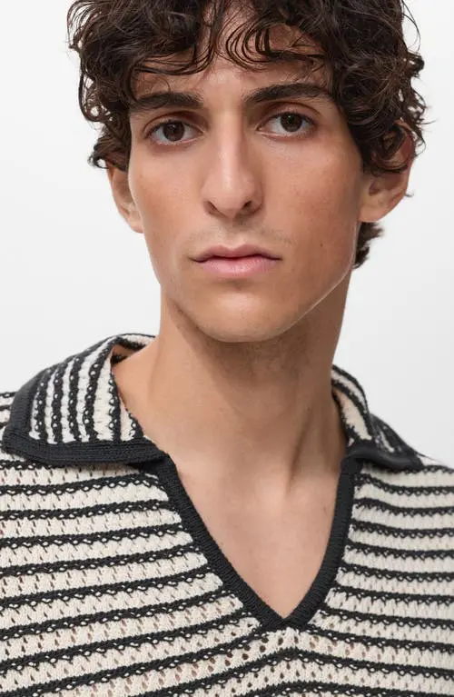 Mango Stripe Open Stitch Cotton Polo