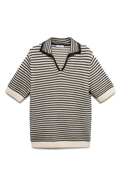 Mango Stripe Open Stitch Cotton Polo