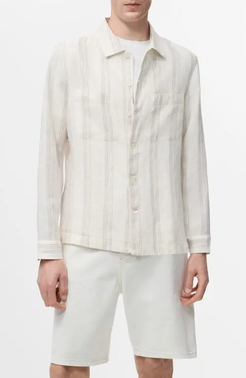 Mango Stripe Linen Overshirt
