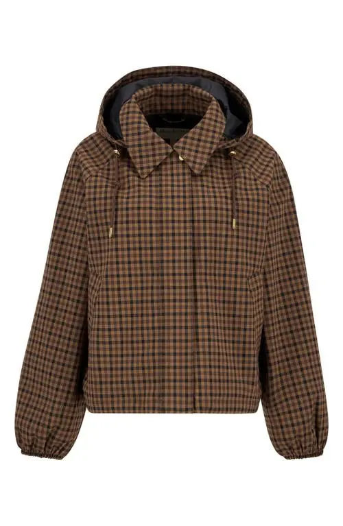 Barbour Audrey Check Showerproof Hooded Bomber Jacket