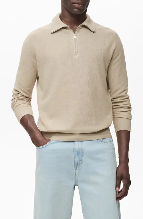 Mango Half-zip Piqué Sweater