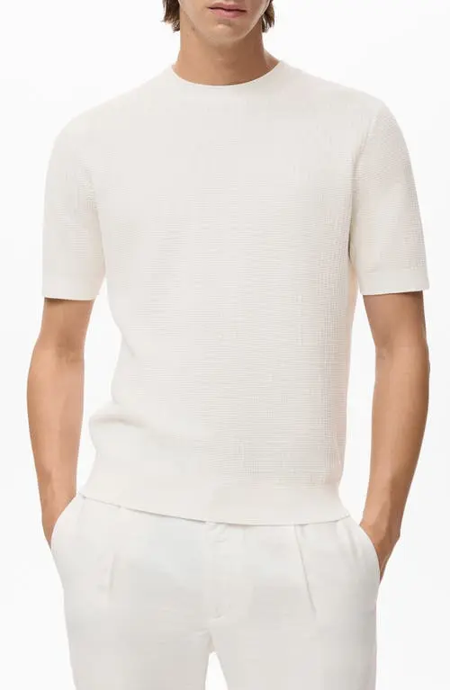 Mango Textured Cotton Knit T-shirt - Off White