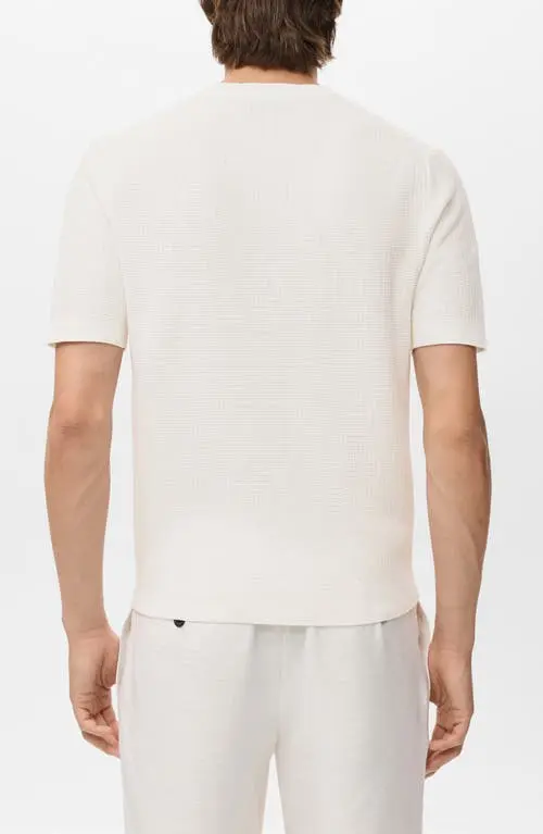 Mango Textured Cotton Knit T-shirt - Off White