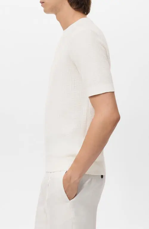 Mango Textured Cotton Knit T-shirt - Off White
