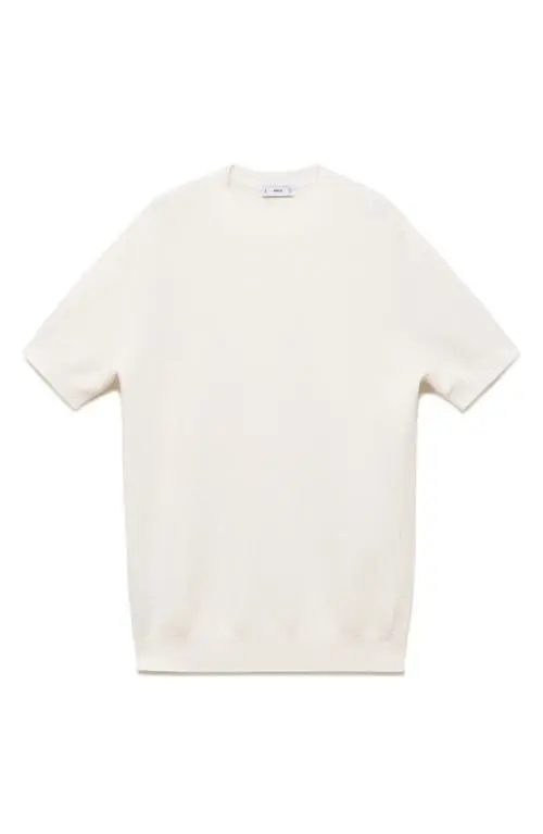 Mango Textured Cotton Knit T-shirt - Off White
