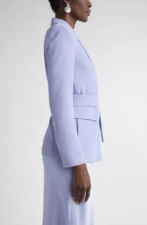 St. John Belted Satin Back Crepe Wrap Jacket