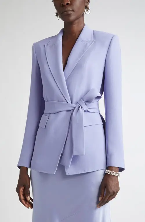 St. John Belted Satin Back Crepe Wrap Jacket