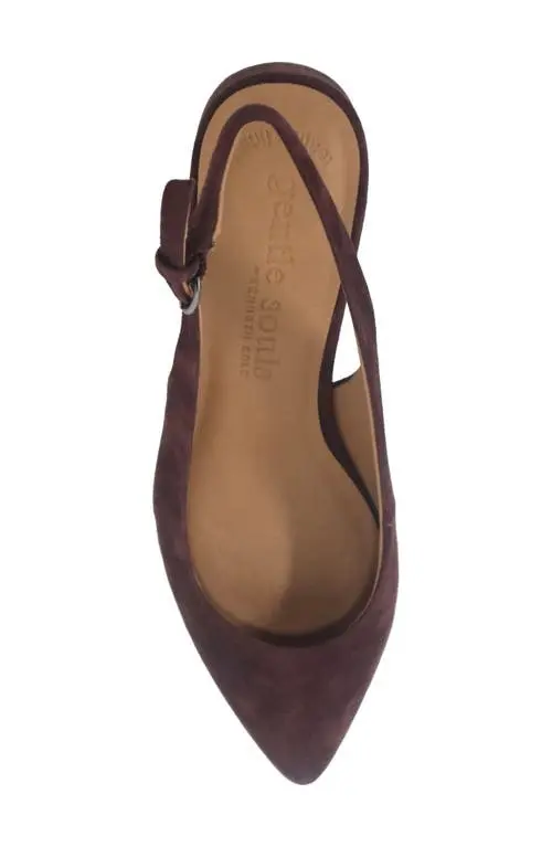 Gentle Souls Georgia Slingback Pointed Toe Pump - Burgundy Suede