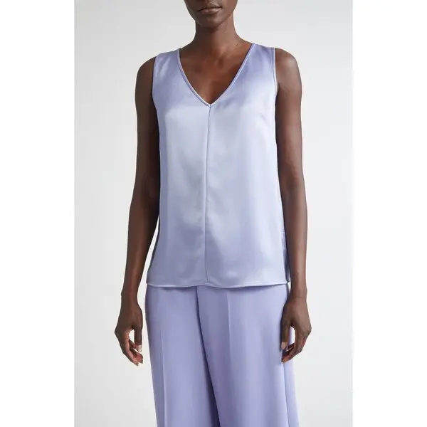 St. John Liquid Satin V-neck Tank