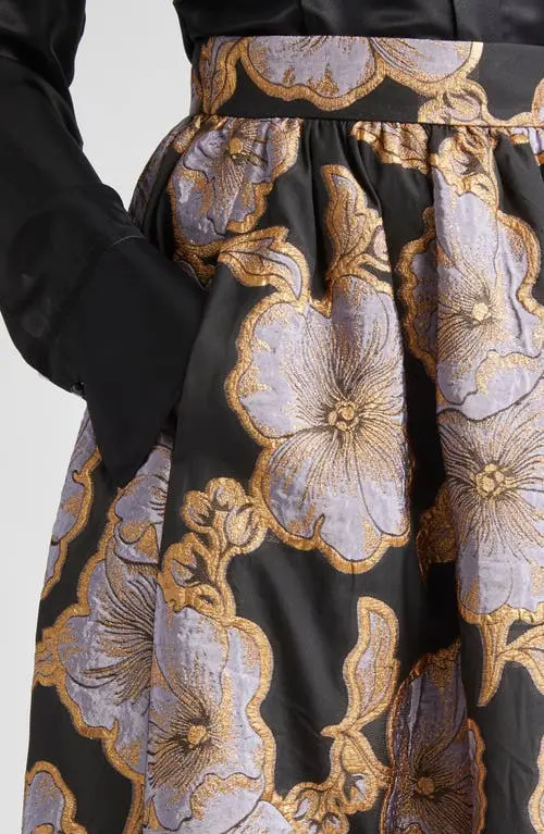St. John Floral Jacquard Maxi Skirt