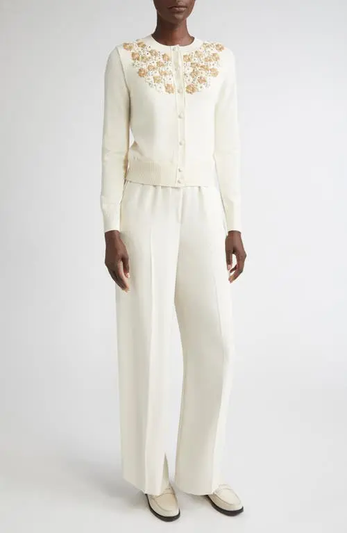 St. John Beaded & Embroidered Floral Cardigan