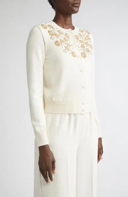 St. John Beaded & Embroidered Floral Cardigan