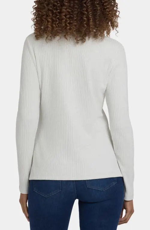 NYDJ Metallic Rib Henley Top - Ivory