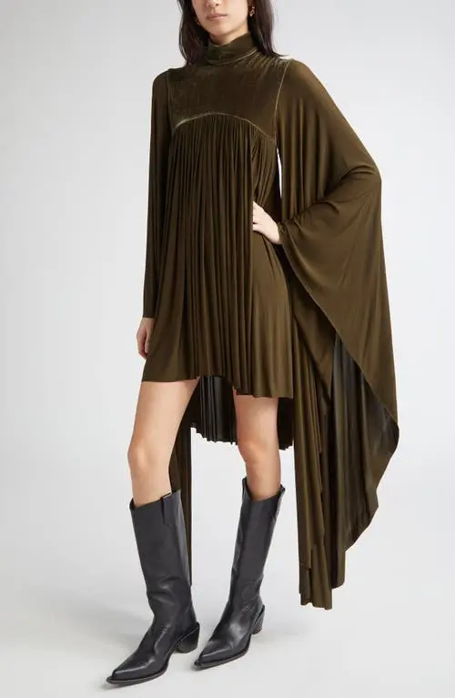 Zimmermann Memento Pleated Batwing Sleeve Mini Dress In Olive - 80% Off |  Editorialist