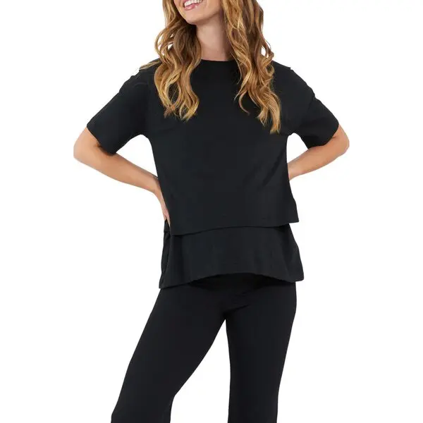 RIPE MATERNITY Claud Cotton Blend Maternity/nursing T-shirt - Black