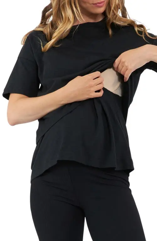 RIPE MATERNITY Claud Cotton Blend Maternity/nursing T-shirt - Black