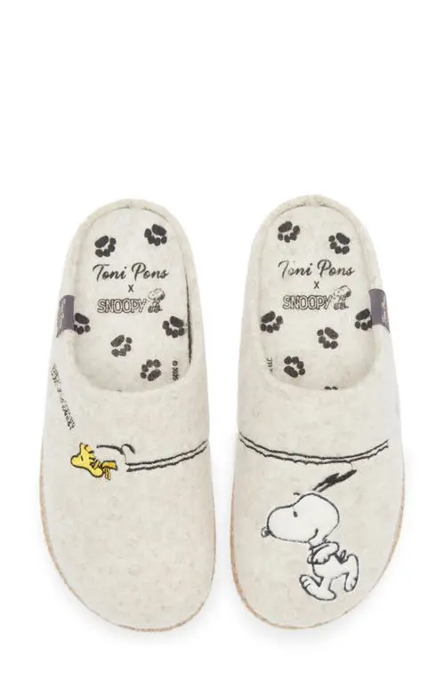 TONI PONS X Snoopy Wool-blend Slippers - Ecru
