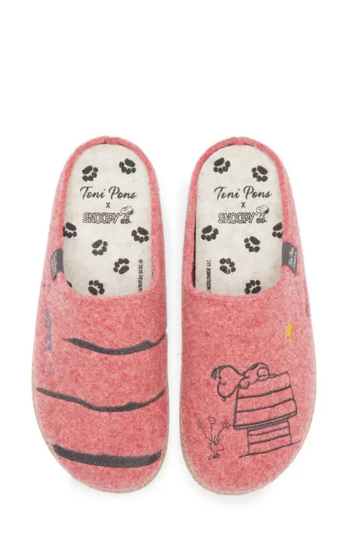 TONI PONS X Snoopy Wool-blend Slippers - Raspberry