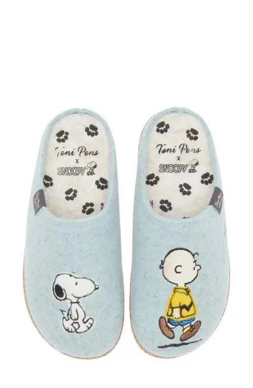 TONI PONS X Snoopy Wool-blend Slippers - Sky Blue