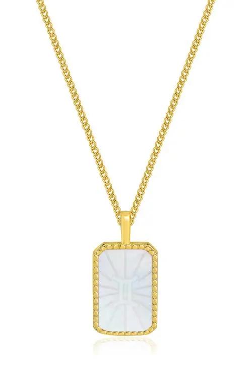 LA MENO Zodiac Double Sided Pendant Necklace - Gold Gemini