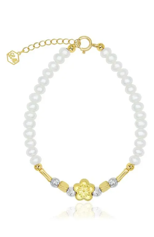 LA MENO Golden Cherry Blossom Charm Bracelet - White /gold