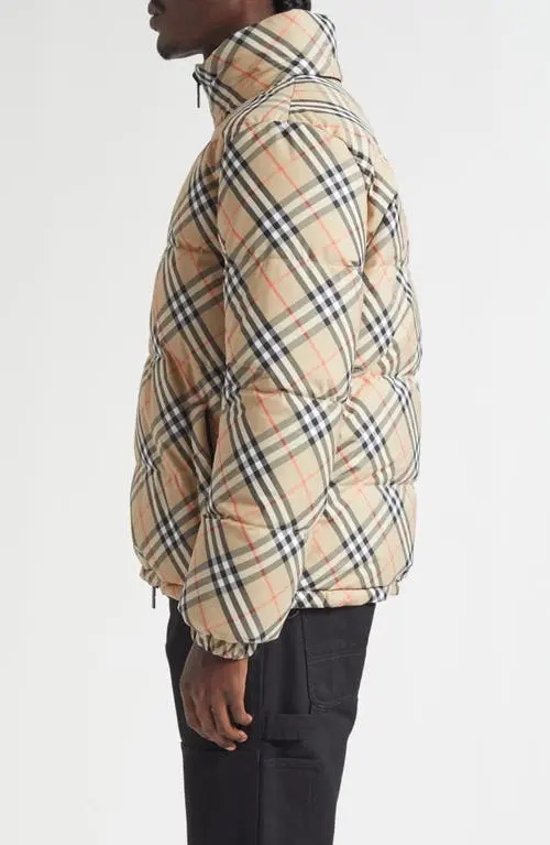 Burberry Snowdon Check Down Puffer Jacket With Stowaway Hood