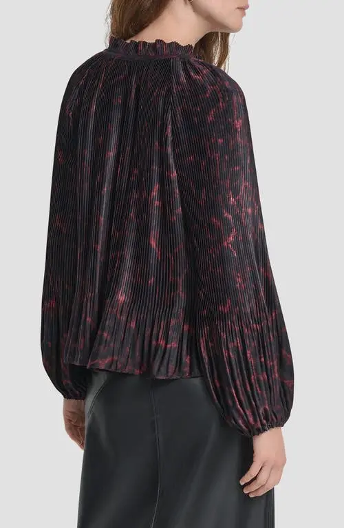 Dkny Printed Pleated Top - Merlot Cheetah
