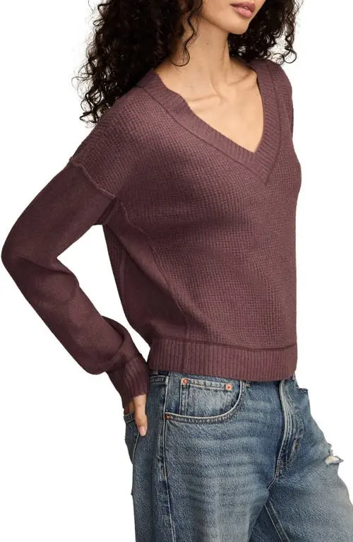 Lucky Brand Waffle Knit V-neck Pullover - Flint