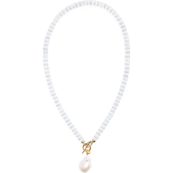 LIZZIE FORTUNATO Pearl Isle Beaded Toggle Necklace - Blue