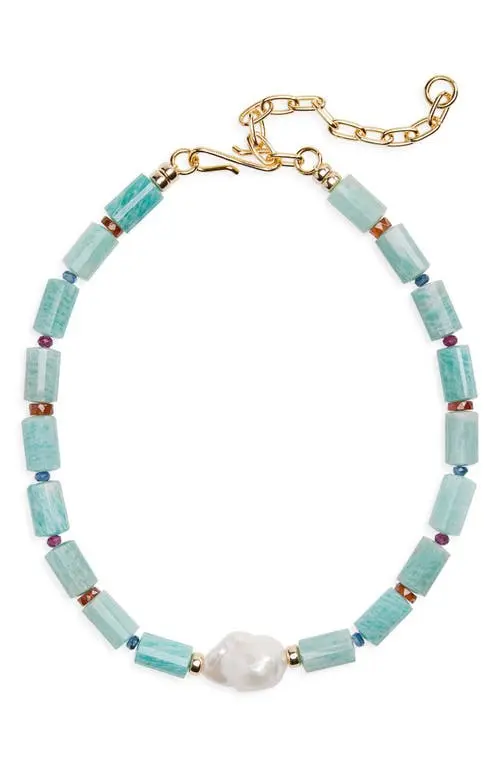 LIZZIE FORTUNATO Curio Stone Necklace - Blue/amazonite