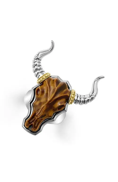 Lagos Longhorn Signet Ring - Tigers Eye