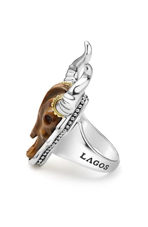 Lagos Longhorn Signet Ring - Tigers Eye