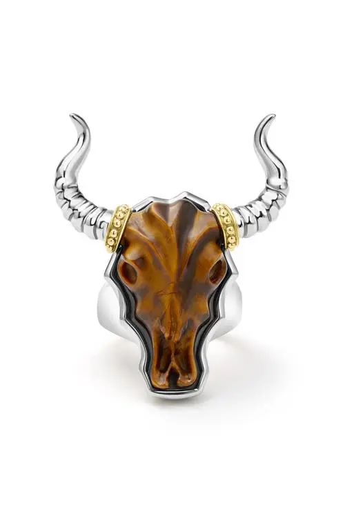 Lagos Longhorn Signet Ring - Tigers Eye