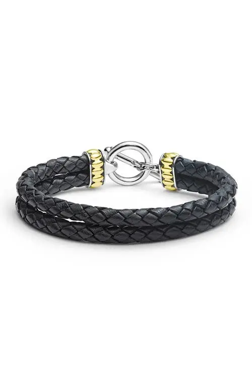 Lagos Anthem Double Leather Bracelet - Black