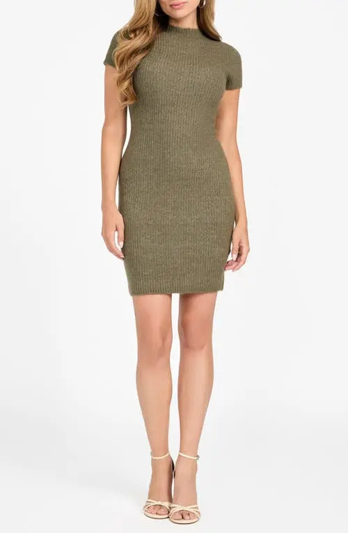 Guess Ribbed Sweater Dress - Medium Olive