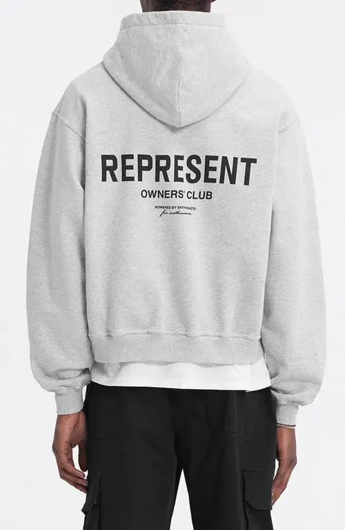 REPRESENT Owners' Club Script Graphic Zip Hoodie - Ash Grey