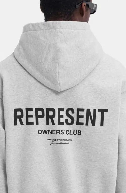 REPRESENT Owners' Club Script Graphic Zip Hoodie - Ash Grey