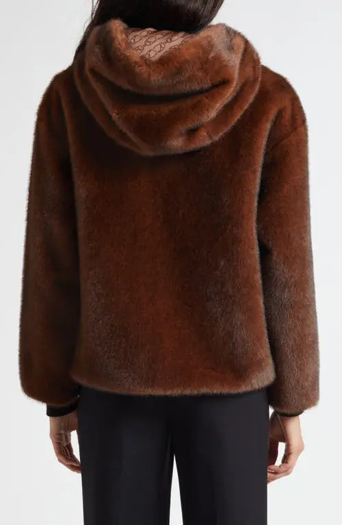 Herno Mink-effect Faux Fur Hooded Blouson Jacket - Chocolate