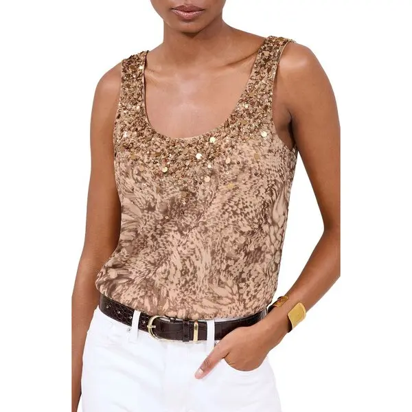 LIPSY Sequin Animal Print Top