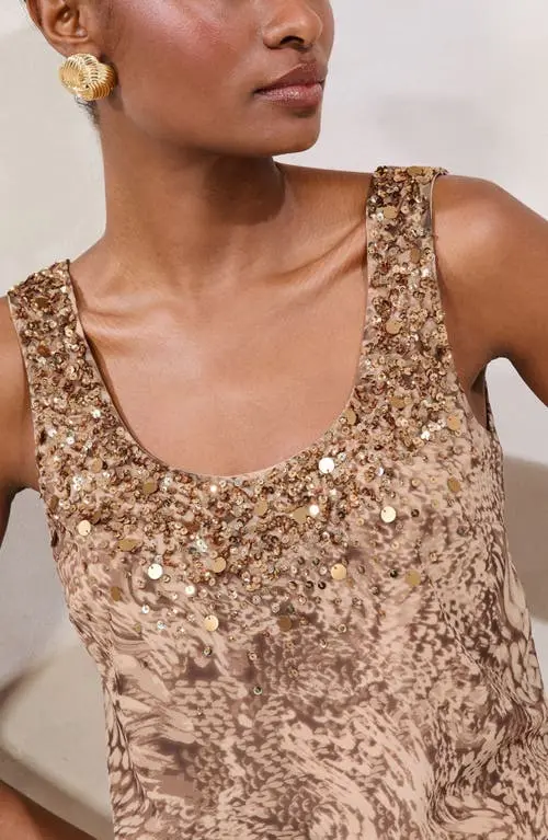 LIPSY Sequin Animal Print Top