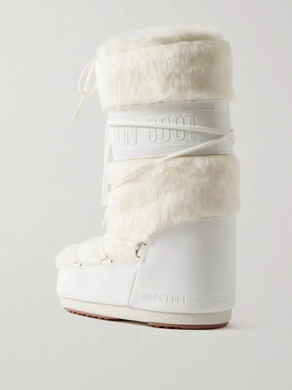 Moon Boot Icon Plush And Leather-like Snow Boots - White