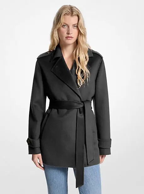 Michael Kors Wool-blend Belted Wrap Coat - Black