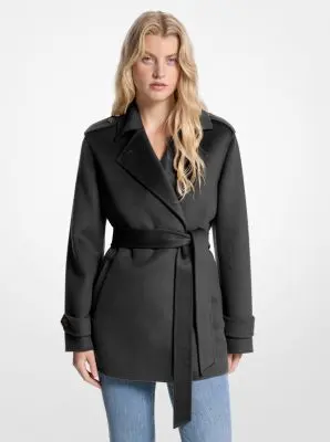 Michael Kors Wool-blend Belted Wrap Coat - Black
