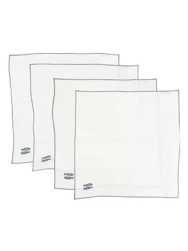 THE CONRAN SHOP Embroidered-fish Napkins - White