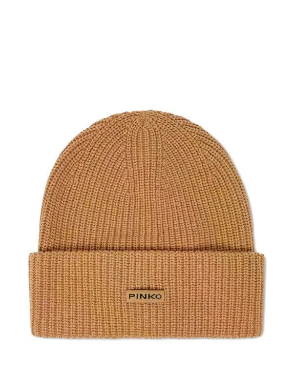 Pinko Ribbed Beanie - Neutrals