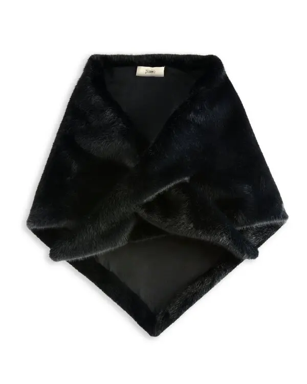 Herno Faux Fur Triangle Foulard - Black