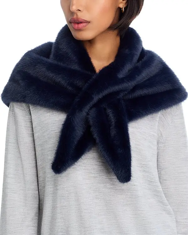 Herno Faux Fur Triangle Foulard - Blue Navy